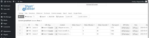 Tutor LMS Create Quizzes Lessons Topics And Courses In A Spreadsheet WP Sheet Editor