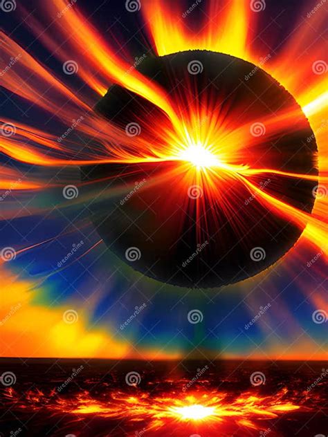 Abstract Background With Sun And Rays Ai Generated Stock Illustration