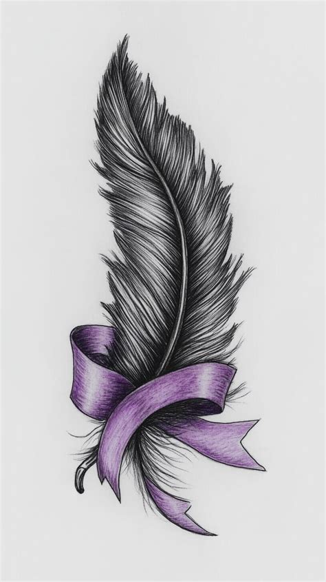 Cancer Ribbon Feather Tattoo Drawings Tattoo Build