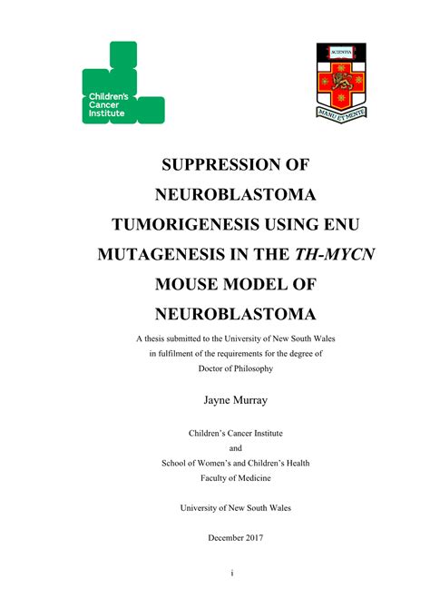 Suppression Of Neuroblastoma Tumorigenesis Using Enu Mutagenesis In The