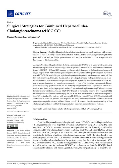 Pdf Surgical Strategies For Combined Hepatocellular Cholangiocarcinoma Chcc Cc