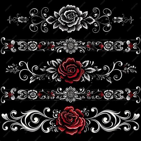Premium Photo Classic Velvet String Borderlines Design With Rose