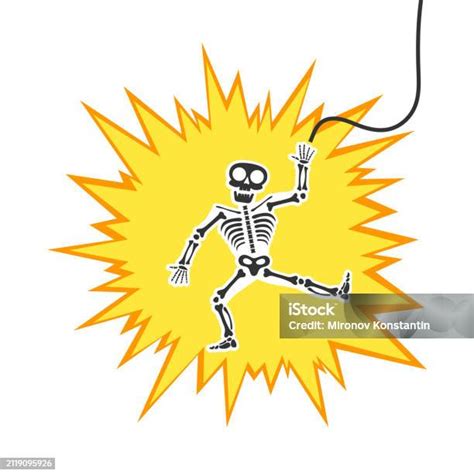 Ilustración De Skeleton Electric Shock By High Voltage Or Lighting