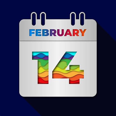 14 de febrero calendario de fecha plana corte de papel mínimo