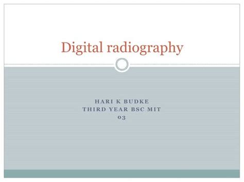 Computed Radiography And Digital Radiography Crdr Ppt
