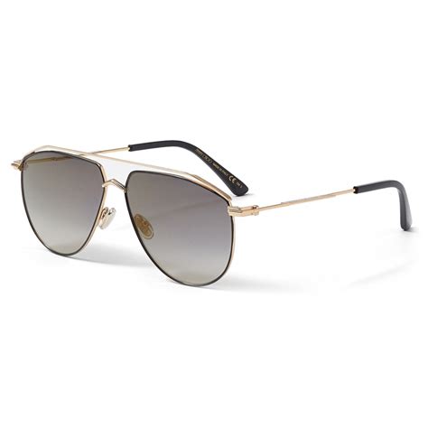 Jimmy Choo Lex Rose Gold And Black Aviator Sunglasses With Grey