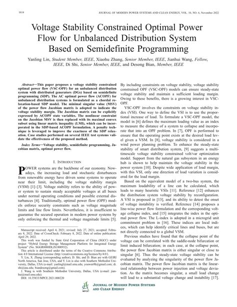 PDF Voltage Stability Constrained Optimal Power Flow For Unbalanced Distribution System Based