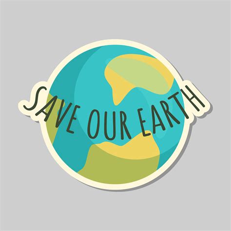Ecology Sticker With Planet Earth Love Our Earth Save Energy Eco