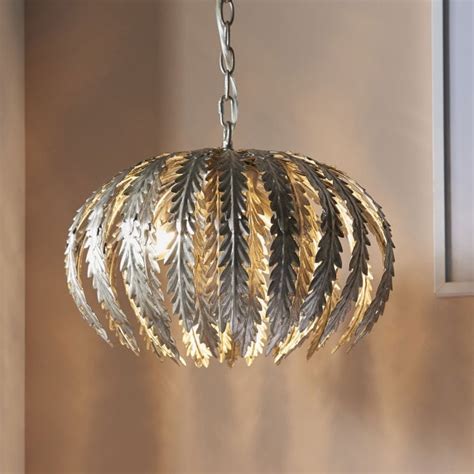 Endon Lighting Delphine 450mm Single Pendant In Silver Leaf Fitting