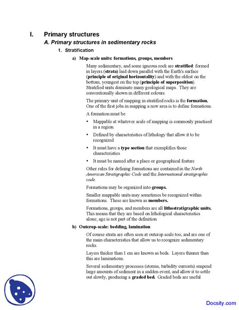 Primary Structures Notes Field Geology Lecture Notes Docsity