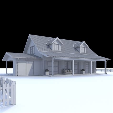 흰색 사이딩이있는 집 3d 모델 79 Unknown Fbx Obj Max Free3d