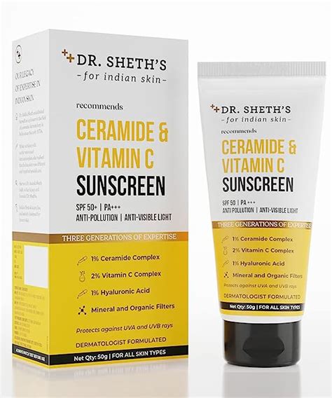Dr Sheths Sunscreen Spf 50 Cream With Ceramide And Vitamin C For Oily