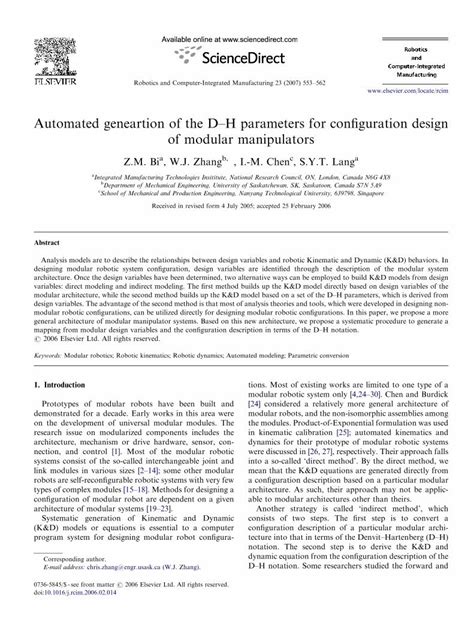 pdf automated geneartion of the d h parameters for configuration