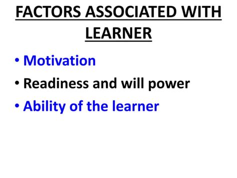 Factors Influencing Learning Pptx Professional School Postgraduate Education