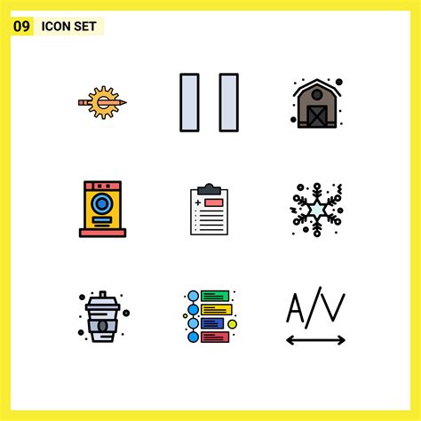 Universal Icon Symbols Group Of 9 Modern Filledline Flat Colors Of Medicine Clipboard Barn