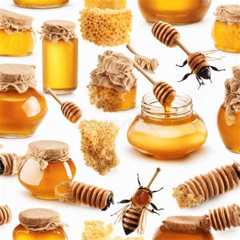 Flower Honey In A Glass Jarbees Honey Stock Illustration