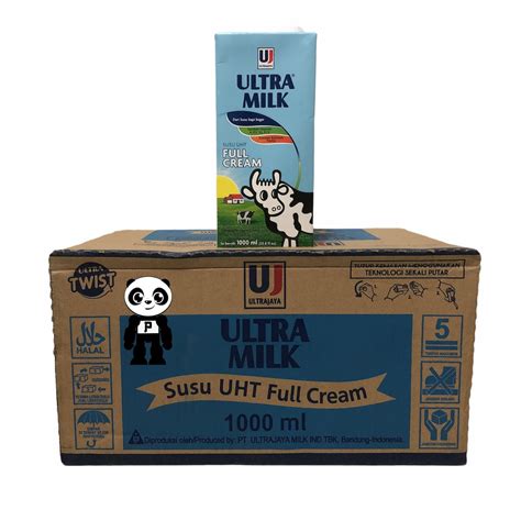 Jual Susu Uht Ultra Milk Full Cream 1 Dus Isi 12 Pack X 1 Liter Plain