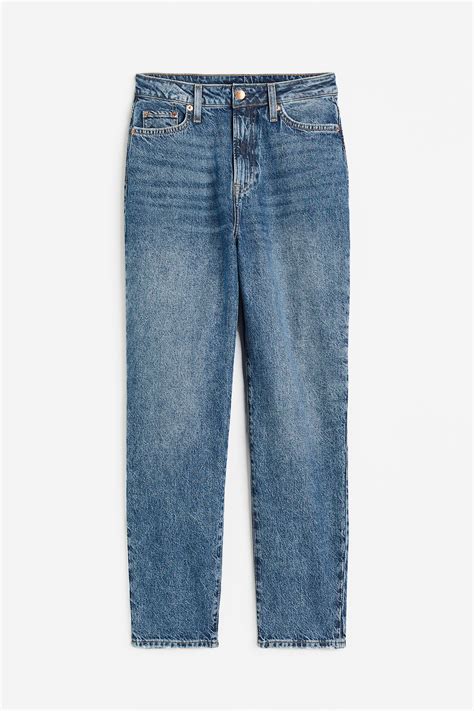 Curvy Fit Mom Ultra High Ankle Jeans Denim Blue Ladies Handm Us