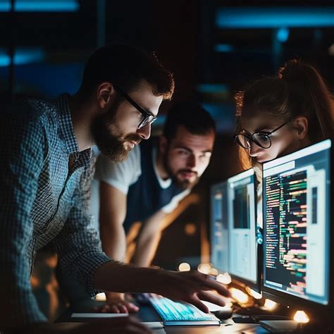 Computer And Teamwork Solving Problems In The Tech Industry Premium Ai Generated Image