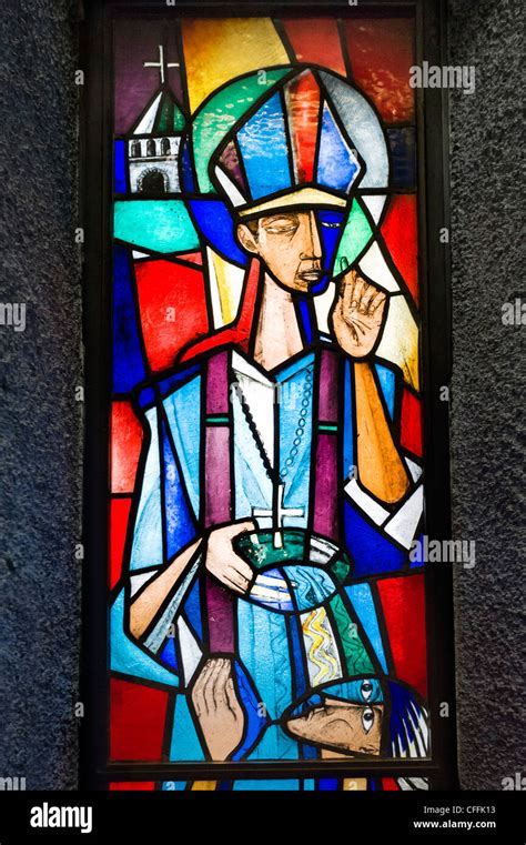 Detail Of A Small Stained Glass Window In The New St Michaels Cathedral