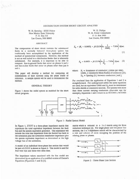 Pdf Distribution System Short Circuit Analysis