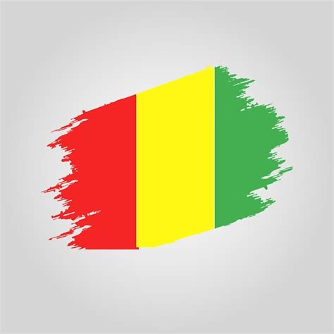 Vektor Guinea Flagge Pinselstrich Mit Grunge Hintergrundvorlage