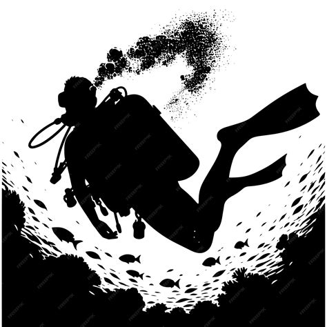 Premium Vector Scuba Diver Silhouette Vector Clipart On White Background