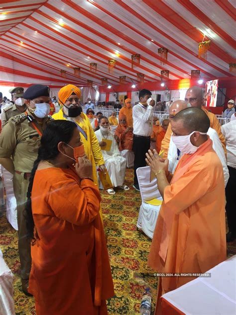 Chief Minister Of Uttar Pradesh Yogi Adityanath Greets Guests At The