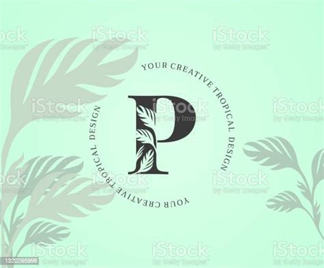 異國情調的字母p標誌與怪物植物葉紋理設計標誌圖示創意熱帶怪物植物字母自然標誌範本向量圖形及更多商務圖片 商務 圓形 圖示 Istock