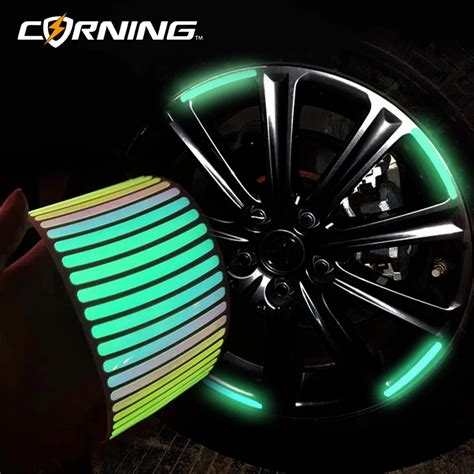 2040pcs 자동차 휠 허브 스티커 레인보우 반사 스트립 장식 스티커 빛나는 안전 야간 운전 자동차 휠 장식 Aliexpress