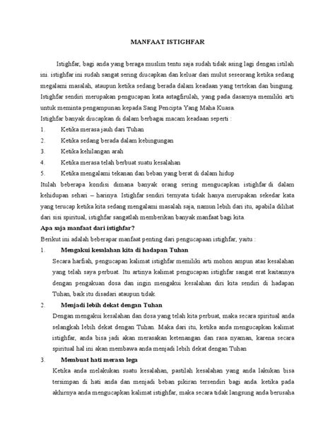 Manfaat Istighfar | PDF | Gaya Hidup