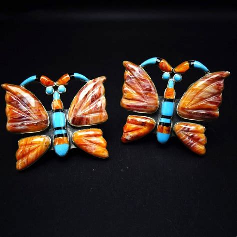 Federico Jimenez Sterling Silver Spiny Oyster Shell Butterfly Earrings