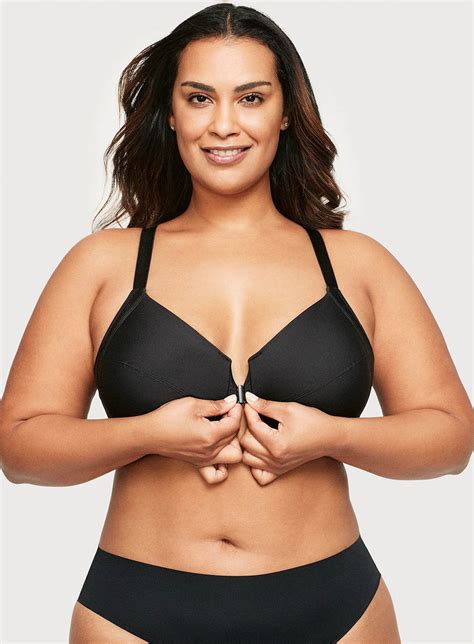 Glamorise Wonderwire Front Close Smoothing Bra Black Debras