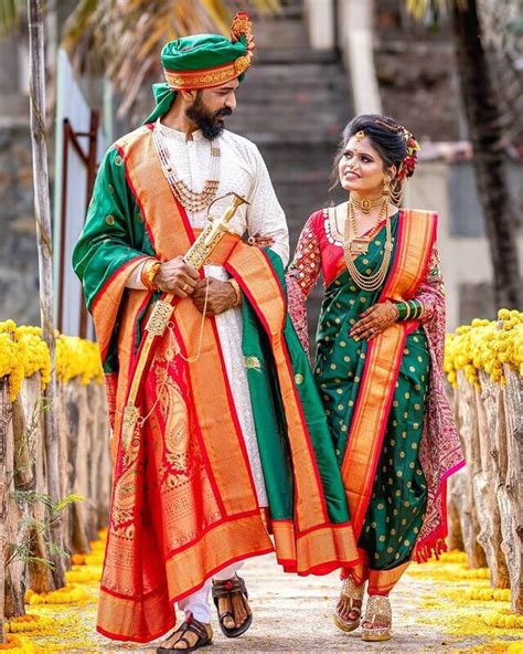 Nauvari Marathi Wedding Dress For Couple 2 K4 Fashion