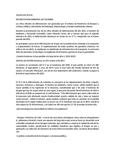 Taller Deforestacion Pdf Deforestación Los Bosques