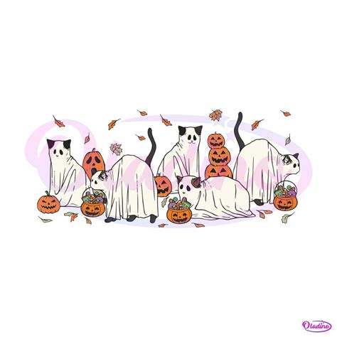 Funny Halloween Ghost Black Cat Svg Cutting Digital File