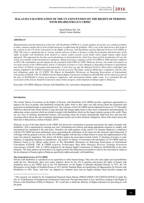 Pdf Malaysias Ratification Of The Un Convention On The Rights Of
