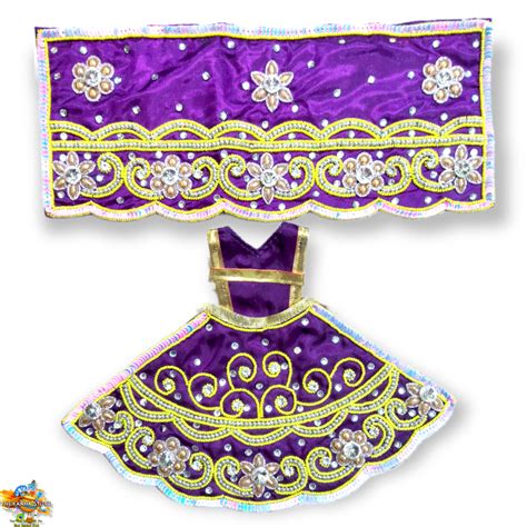 Purple Rhinestone Devi Poshak Heavy Jardosi Handwork Lehenga