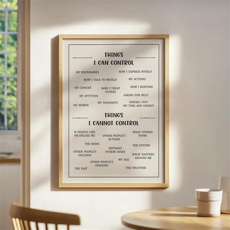 Things I Can And Cannot Control Poster Mental Health Prints Therapy