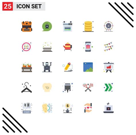 Flat Color Pack Of 25 Universal Symbols Of Service Browser Page Storage Database Editable Vector