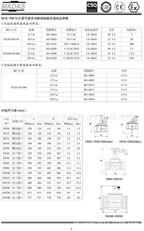 Madas意大利m16 Rm N A燃气紧急切断电磁阀dn100常开型 阿里巴巴