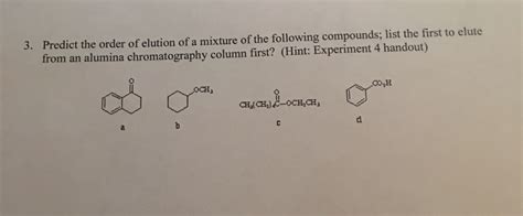 Solved Predict The Order Of Elution Of A Mixture Of The