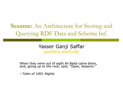 Ppt Sesame An Architecture For Storing And Querying Rdf Data And