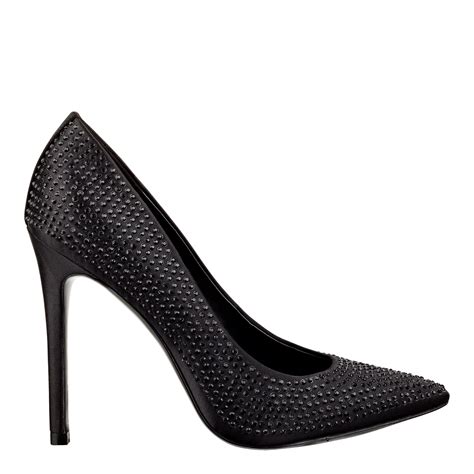 Nine West Glitter Big Pointy Toe Pump In Black Black Satin Lyst