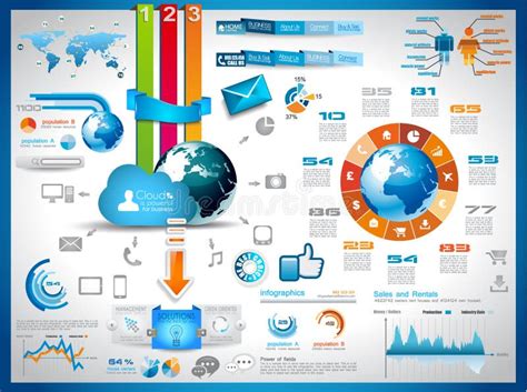 infographics elements for cloud computing graphs stock vector