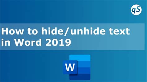 how to hide unhide text in word 2019 youtube