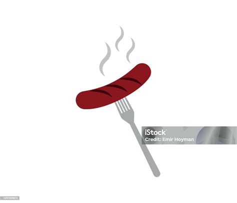 白い背景に分離されたフォークアイコンにグリルソーセージ肉料理ベクターイラスト おやつのベクターアート素材や画像を多数ご用意 おやつ