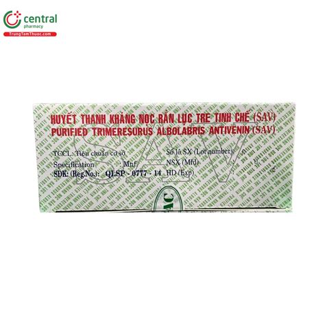 Thuốc Huyết Thanh Kháng Nọc Rắn Lục Tre Tinh Chế Sav