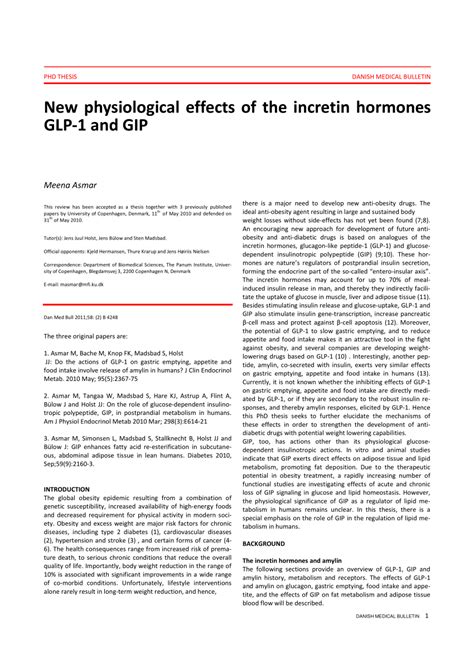 Pdf New Physiological Effects Of The Incretin Hormones Glp 1 And Gip