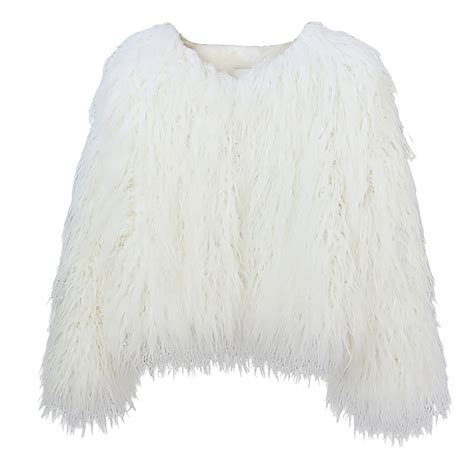 Generic Winter Fluffy Faux Fur Coat Womens Shaggy Jacket Long Sleeve
